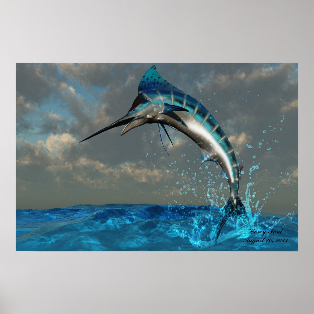 Blue Marlin Splash Print | Zazzle