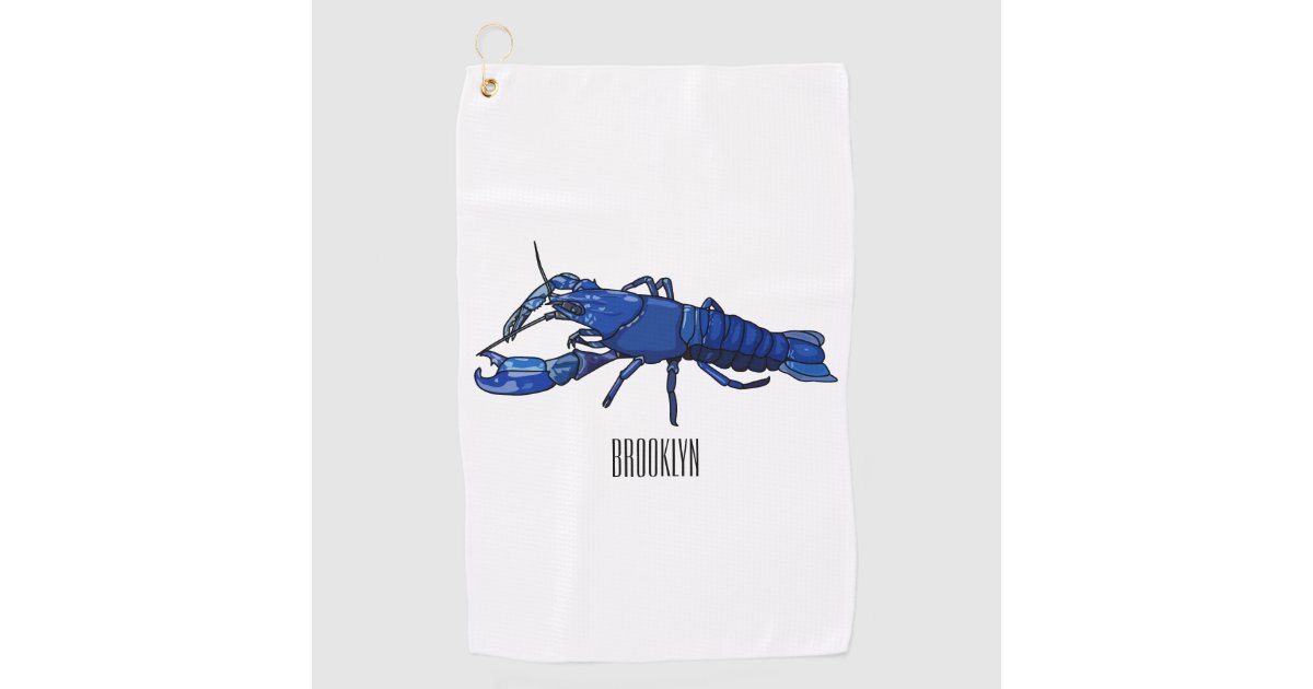 Blue marron crayfish cartoon illustration golf towel | Zazzle