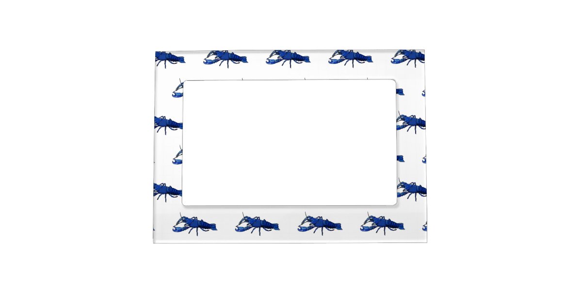Blue marron crayfish cartoon illustration magnetic frame | Zazzle