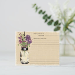 Blue Mason Jar Recipe Card | Zazzle