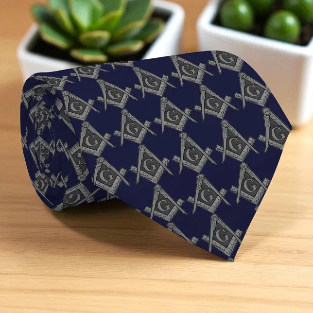 Blue Masonic Masonry Freemason Pattern Neck Tie | Zazzle