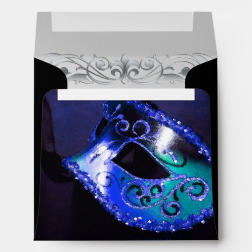 Blue Masquerade Mask Venetian Wedding Envelope | Zazzle