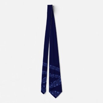 Blue Mauve | MUSICAL NOTES Staves | Monogram Neck Tie | Zazzle