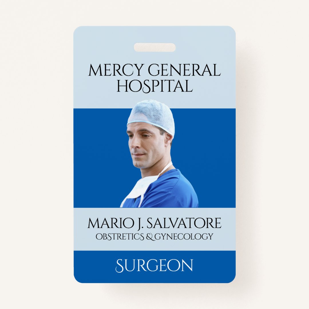 Blue Medical Surgeon Doctor Caduceus Hospital Badge | Zazzle