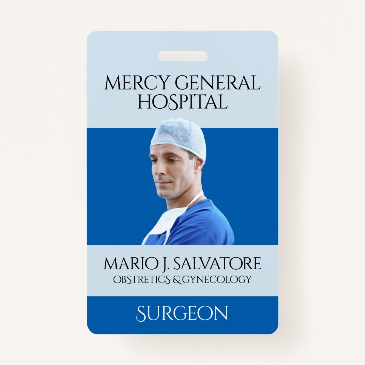 Blue Medical Surgeon Doctor Caduceus Hospital Badge | Zazzle