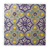 Blue Mediterranean Pattern Yellow Blossoms Ceramic Tile | Zazzle