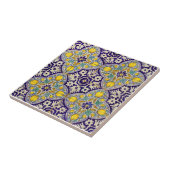 Blue Mediterranean Pattern Yellow Blossoms Ceramic Tile | Zazzle