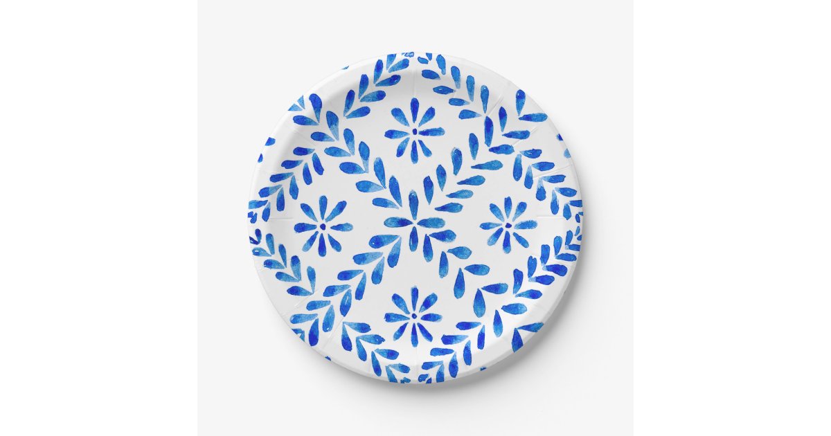Blue Mediterranean Tile Paper Plate | Zazzle