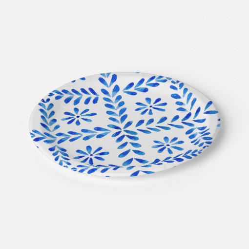 Blue Mediterranean Tile Paper Plate | Zazzle