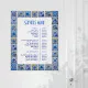 Blue Mediterranean Tiles Frame Price List Poster | Zazzle