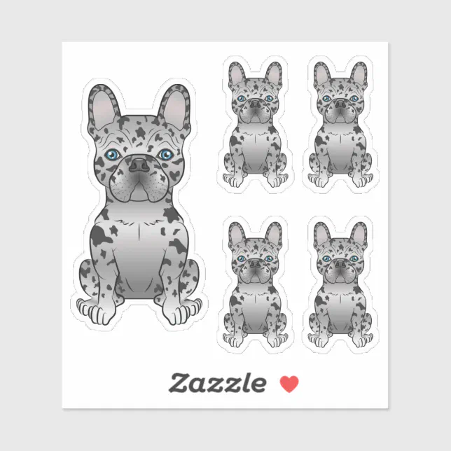 Blue Merle French Bulldog / Frenchie Cartoon Dog Sticker | Zazzle
