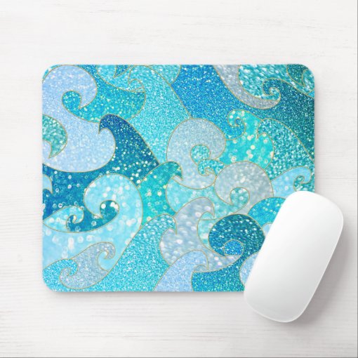 Blue Mermaid Faux Glitter Sea- Teal Gold Ocean Mouse Pad | Zazzle