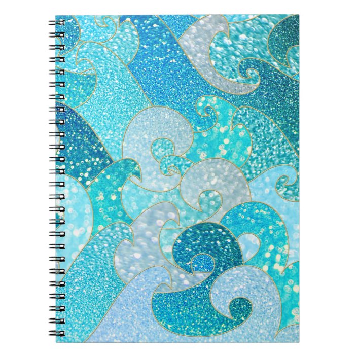 Blue Mermaid Faux Glitter Sea- Teal Gold Ocean Notebook | Zazzle.com