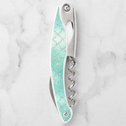 Blue Mermaid Scale Pretty Iridescent Waiter's Corkscrew | Zazzle