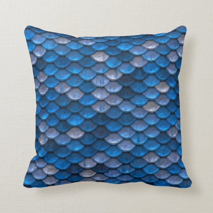 Blue Mermaid Scales Throw Pillow | Zazzle.com