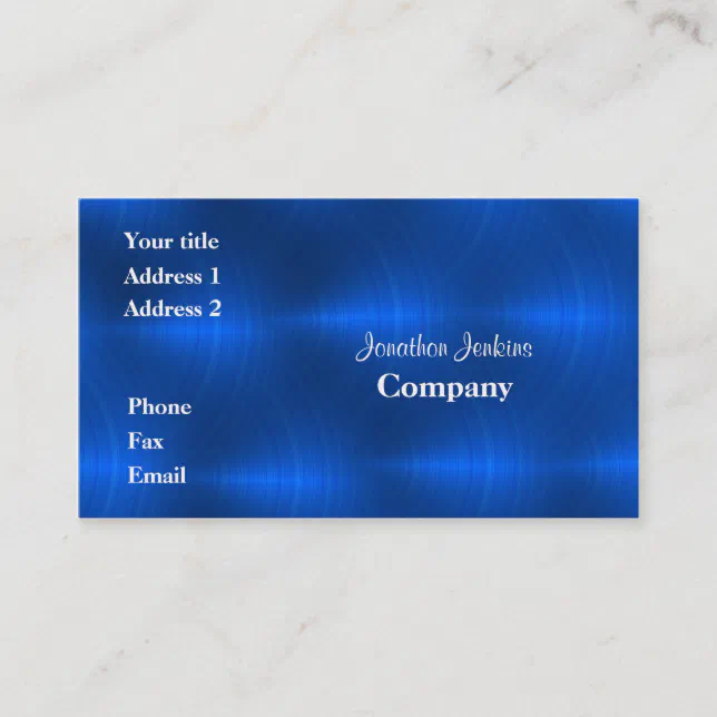 Blue metal business card | Zazzle