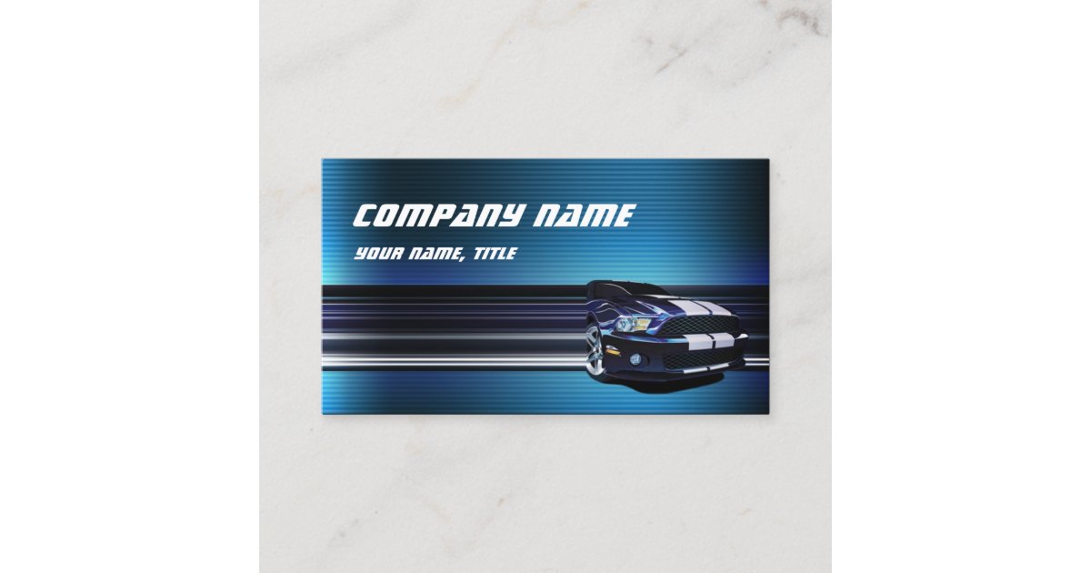 Blue Metal Mustang Car Business Card | Zazzle