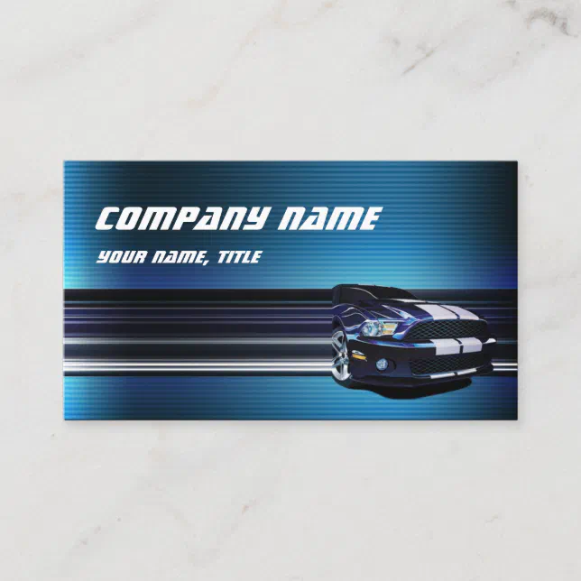 Blue Metal Mustang Car Business Card | Zazzle