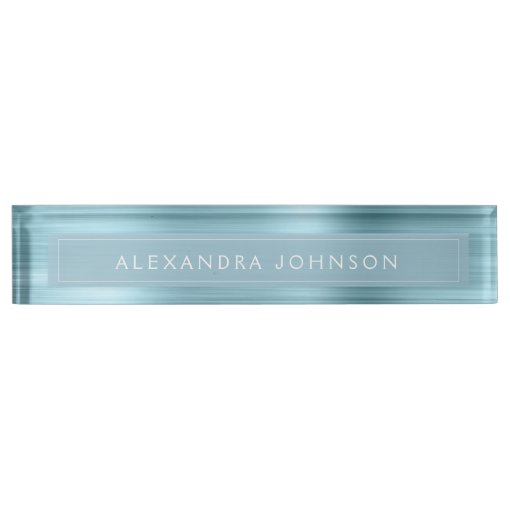 Blue Metallic Foil Modern Elegant Business Desk Name Plate | Zazzle