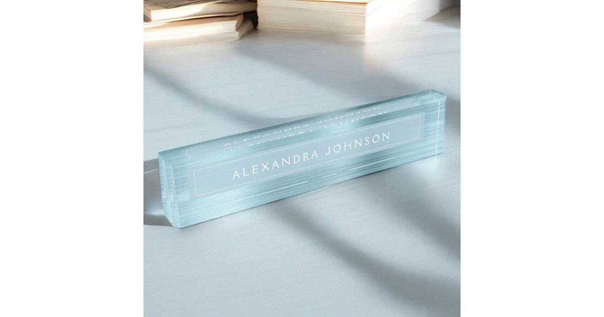Blue Metallic Foil Modern Elegant Business Desk Name Plate | Zazzle