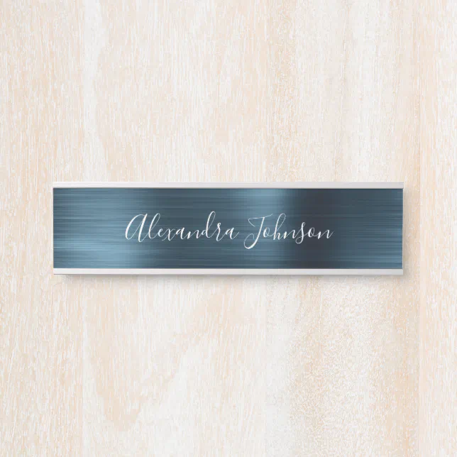Blue Metallic Foil Modern Elegant Business Door Sign | Zazzle