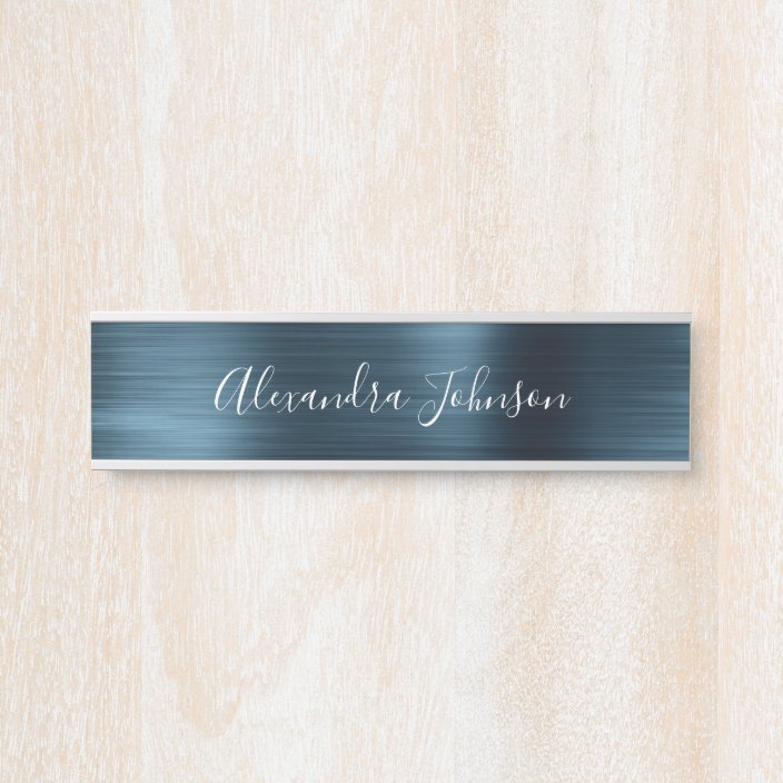 Blue Metallic Foil Modern Elegant Business Door Sign | Zazzle.com