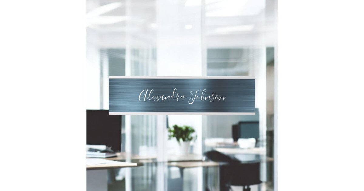 Blue Metallic Foil Modern Elegant Business Door Sign | Zazzle