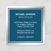 Blue Metallic Steel Tooth Dental Clinic Dentist Square Business Card ...