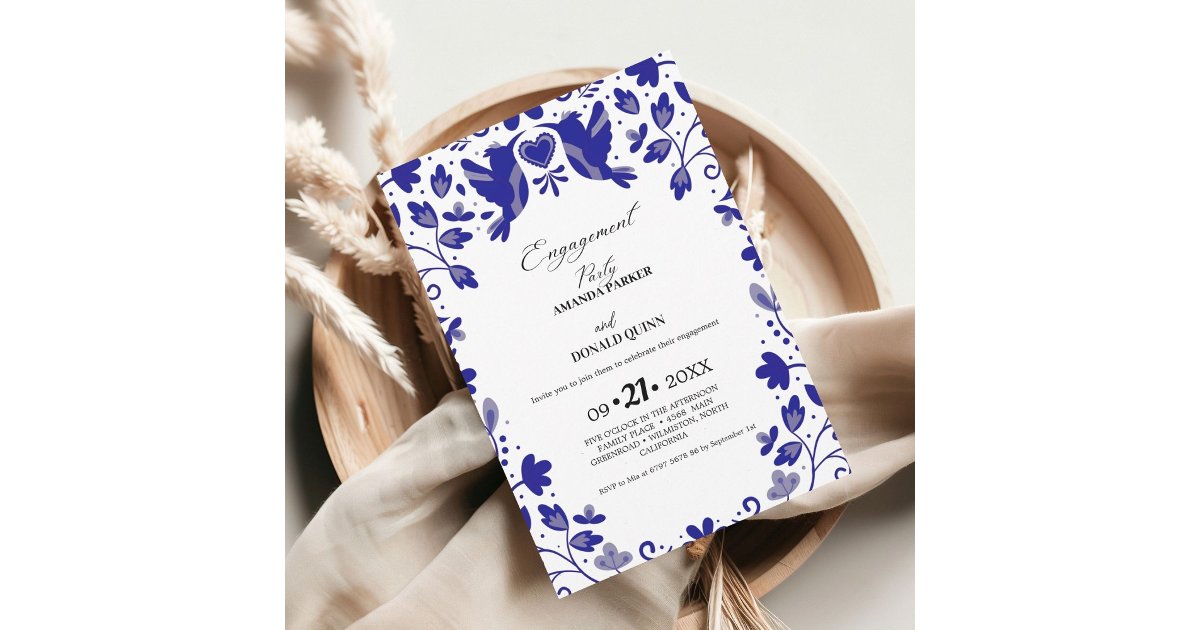 Blue Mexican Talavera Engagement Party Invitation | Zazzle