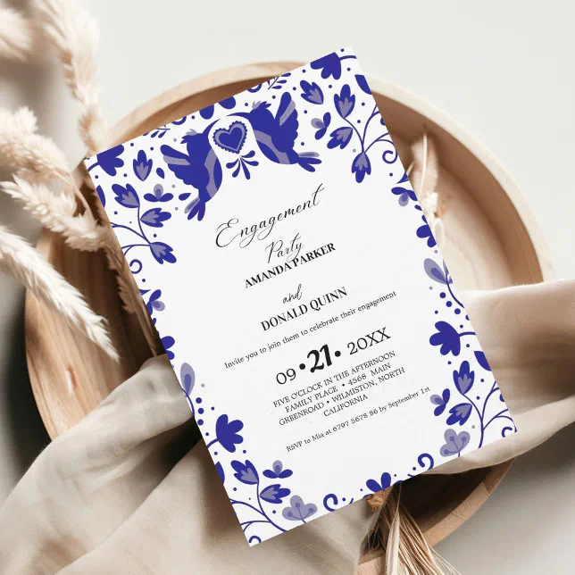 Blue Mexican Talavera Engagement Party Invitation | Zazzle