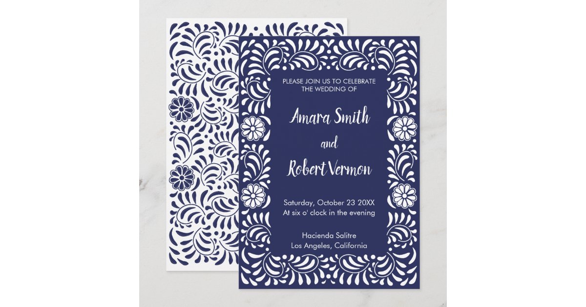 Blue Mexican Talavera wedding invitation | Zazzle