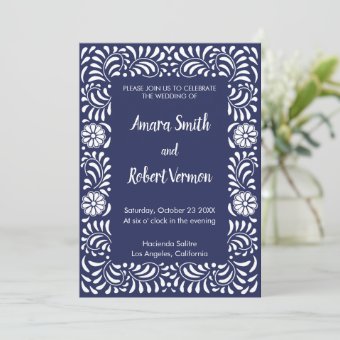 Blue Mexican Talavera wedding invitation | Zazzle