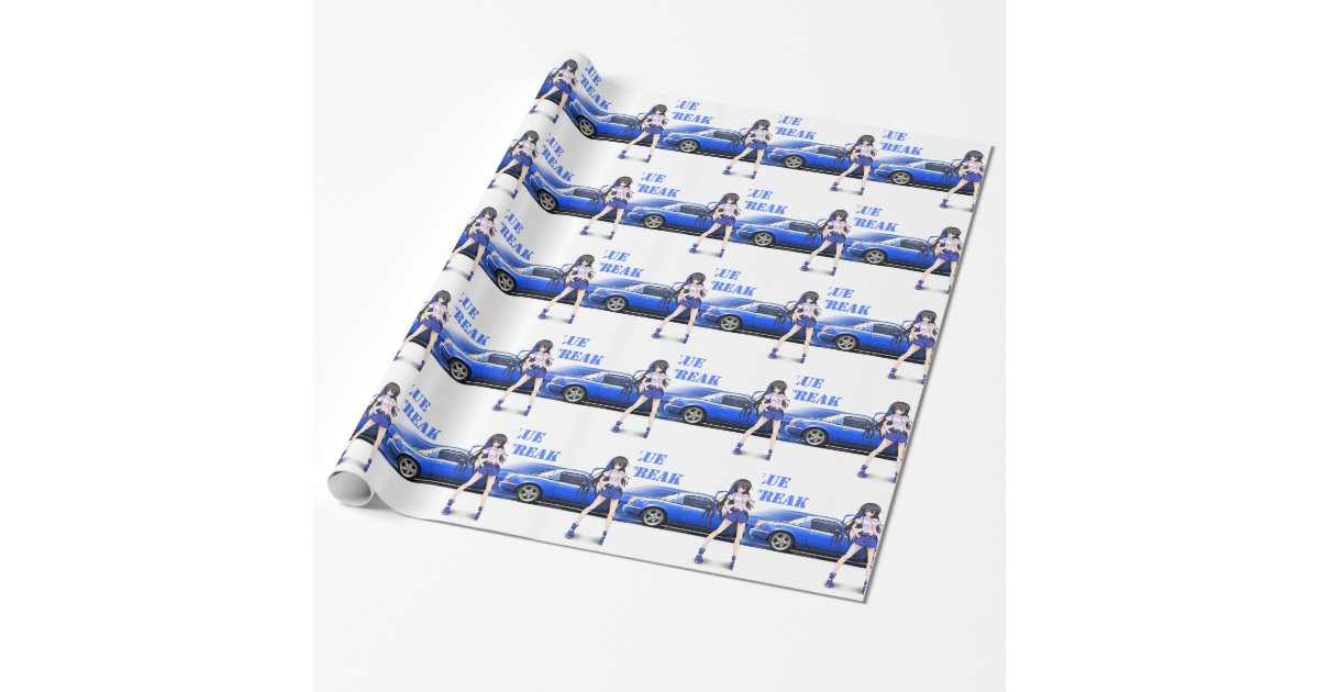 Blue Miata - with anime girl Wrapping Paper | Zazzle
