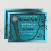 Blue Microphone Karaoke Party Invitation | Zazzle