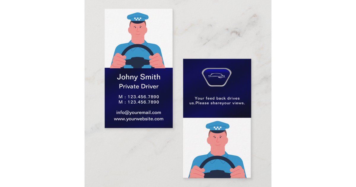 Blue Minimal Uber Driver Business Card | Zazzle