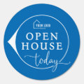 Blue Minimalist Logo Open House Circle Yard Sign | Zazzle
