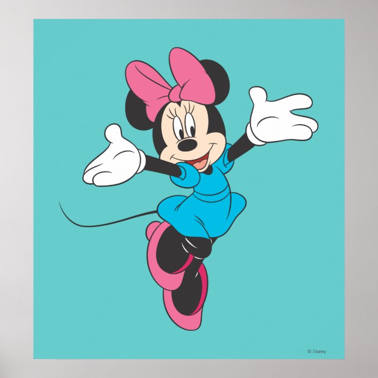 Blue Minnie | Jumping Poster | Zazzle