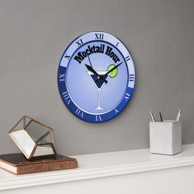 Blue Mocktail Hour Bar Clock | Zazzle