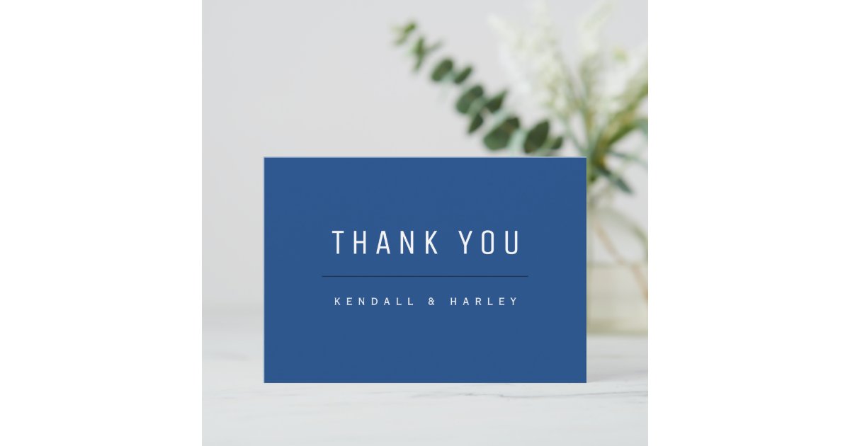 Blue Modern Chic Typography Simple Thank You Card | Zazzle
