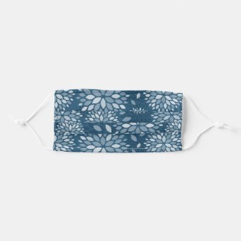 Blue Modern Floral Pattern Adult Cloth Face Mask | Zazzle