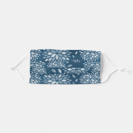 Blue Modern Floral Pattern Adult Cloth Face Mask | Zazzle