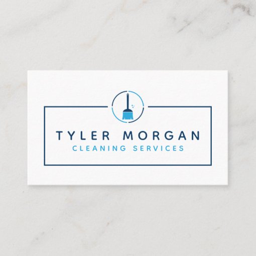Blue Modern Logo Cleaning Services Business Card | Zazzle