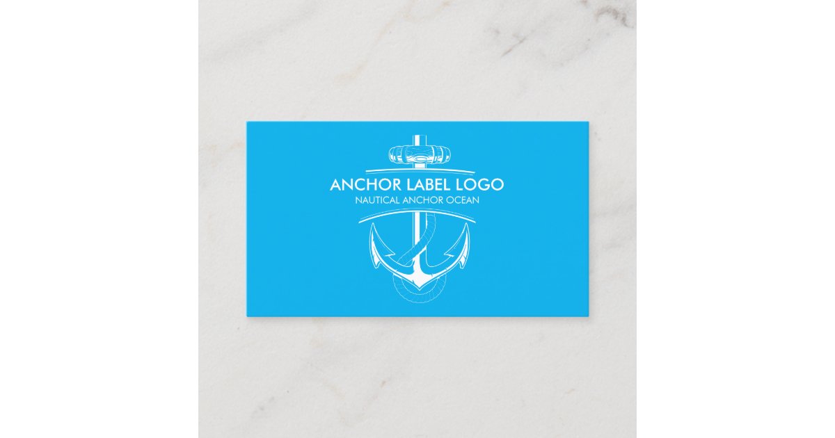 Blue Modern Nautical Anchor Business Card | Zazzle