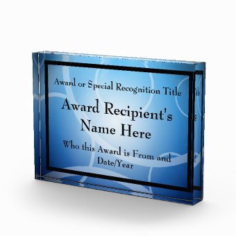 Blue Modern Personalized Acrylic Award Plaque | Zazzle