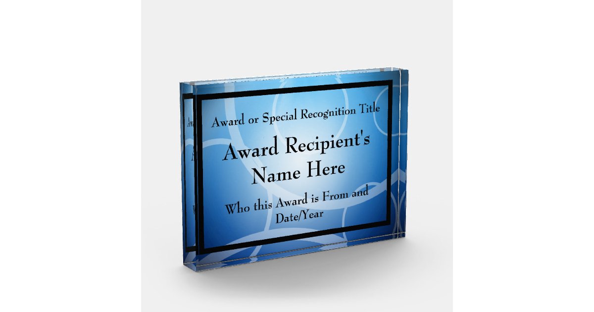 Blue Modern Personalized Acrylic Award Plaque | Zazzle