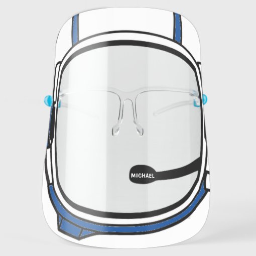 Blue Modern Personalized Space Astronaut Helmet Face Shield | Zazzle