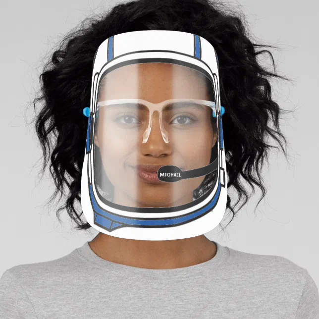 Blue Modern Personalized Space Astronaut Helmet Face Shield | Zazzle