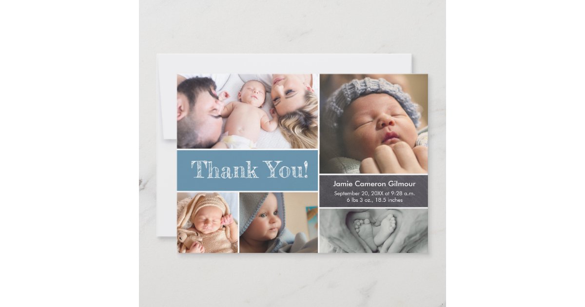 Blue Modern Photos Baby Shower Thank you | Zazzle