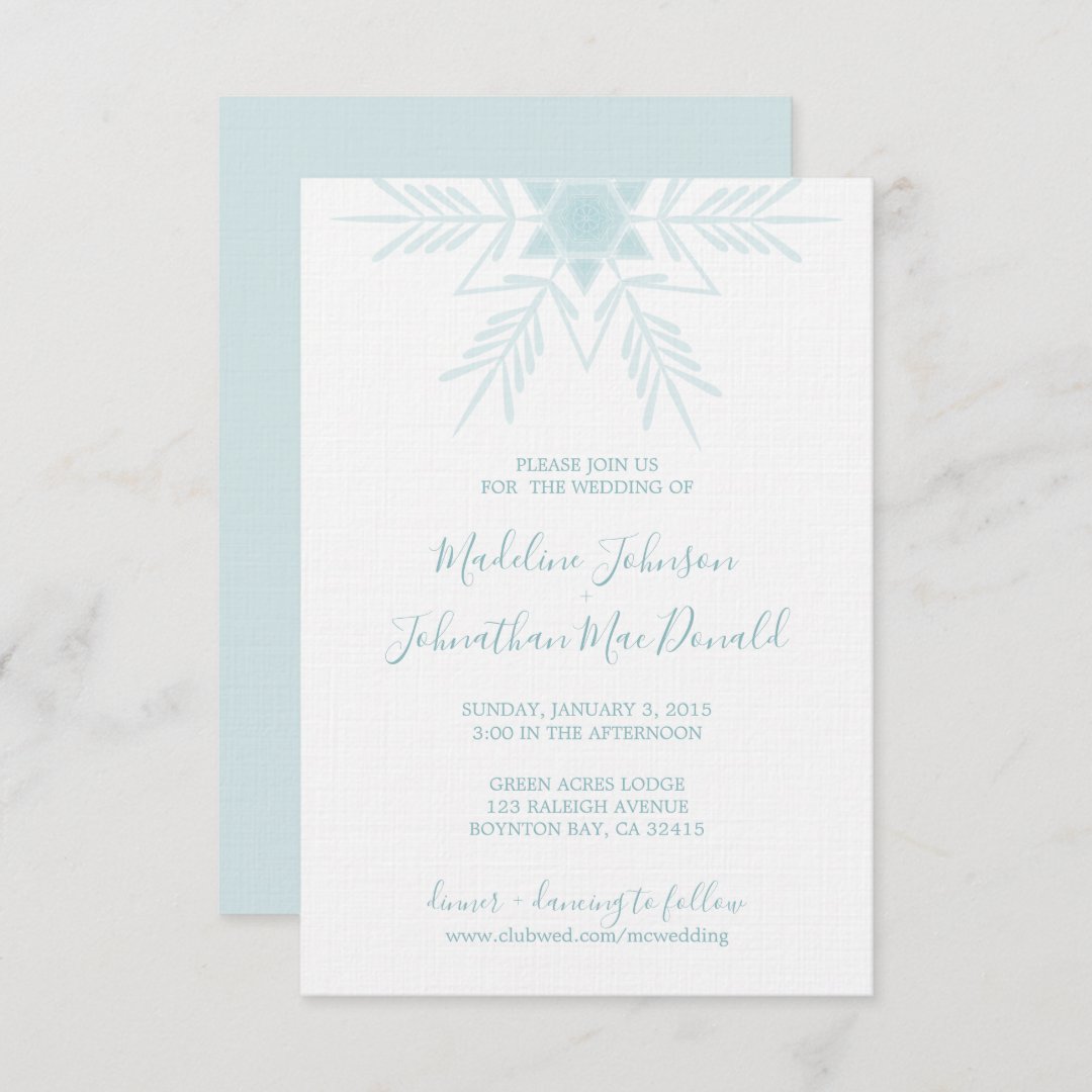 blue modern WINTER WONDERLAND wedding Invitation | Zazzle