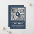 Blue Monogram Baby Boy Birth Announcement Card | Zazzle
